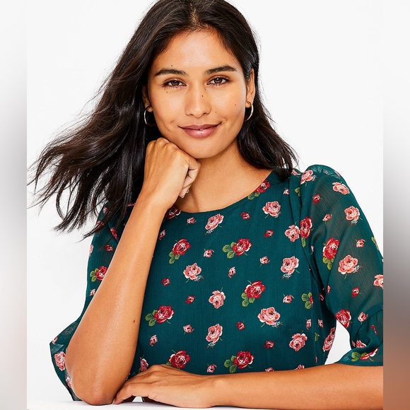 LOFT | Dresses | Nwot Loft Floral Ruffle Midi Dress | Poshmark